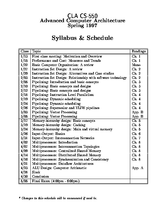CS-550: Advanced Computer Architecture